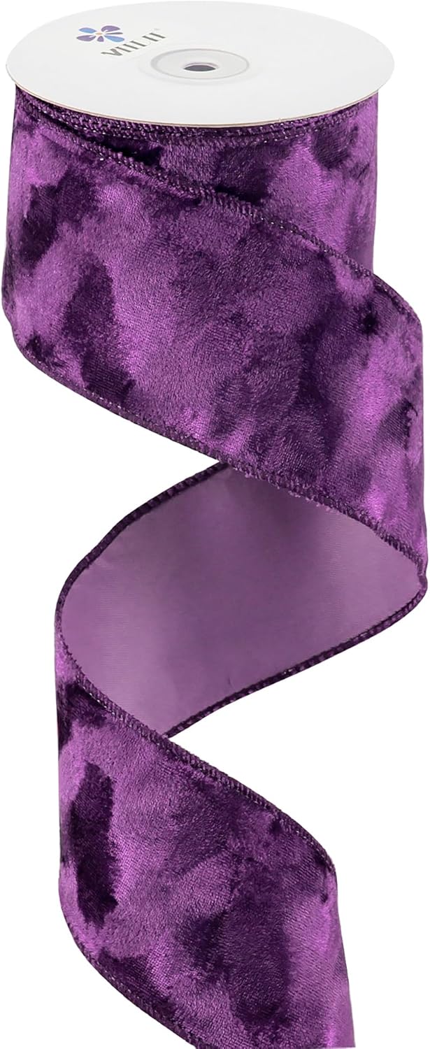 Amazon.com: MEEDEE Purple Velvet Ribbon 2.5 Inch Velvet Wired Ribbon ...