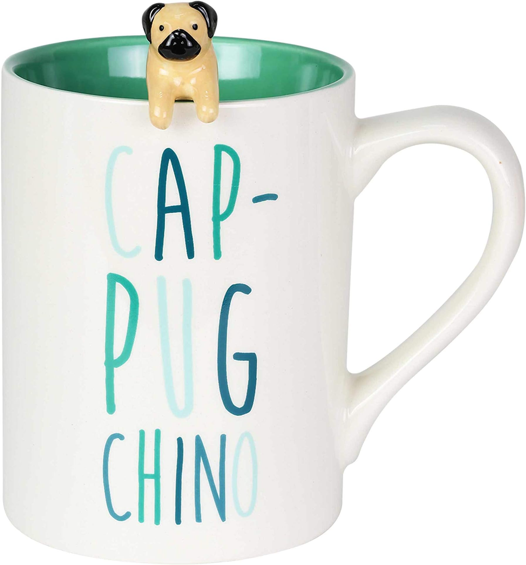 KitchenCraft Painted Ceramic Novelty Pug Mug, 350 ml (12.5 fl oz ...