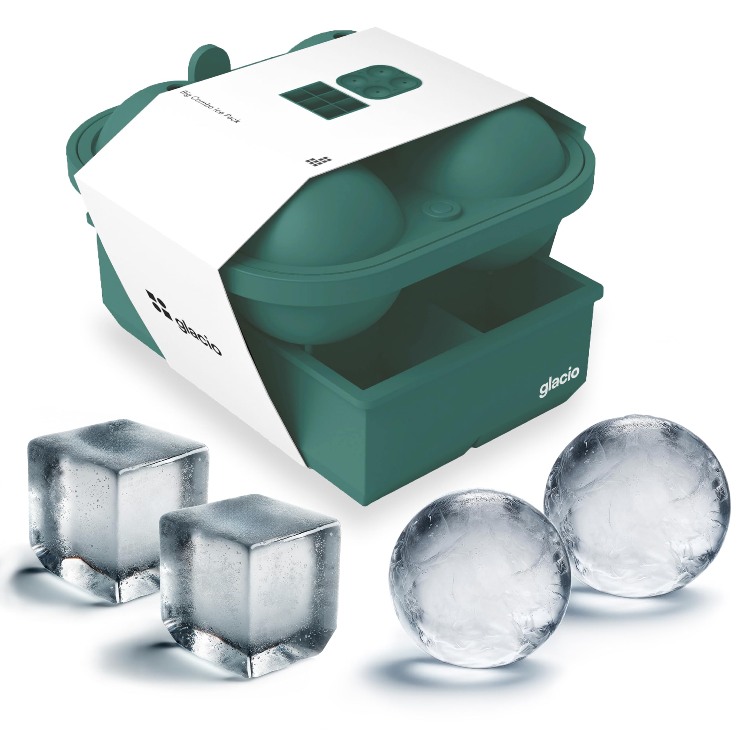 Amazon.com: glacio Ball Ice Cube Tray and Big Ice Cube Molds for ...