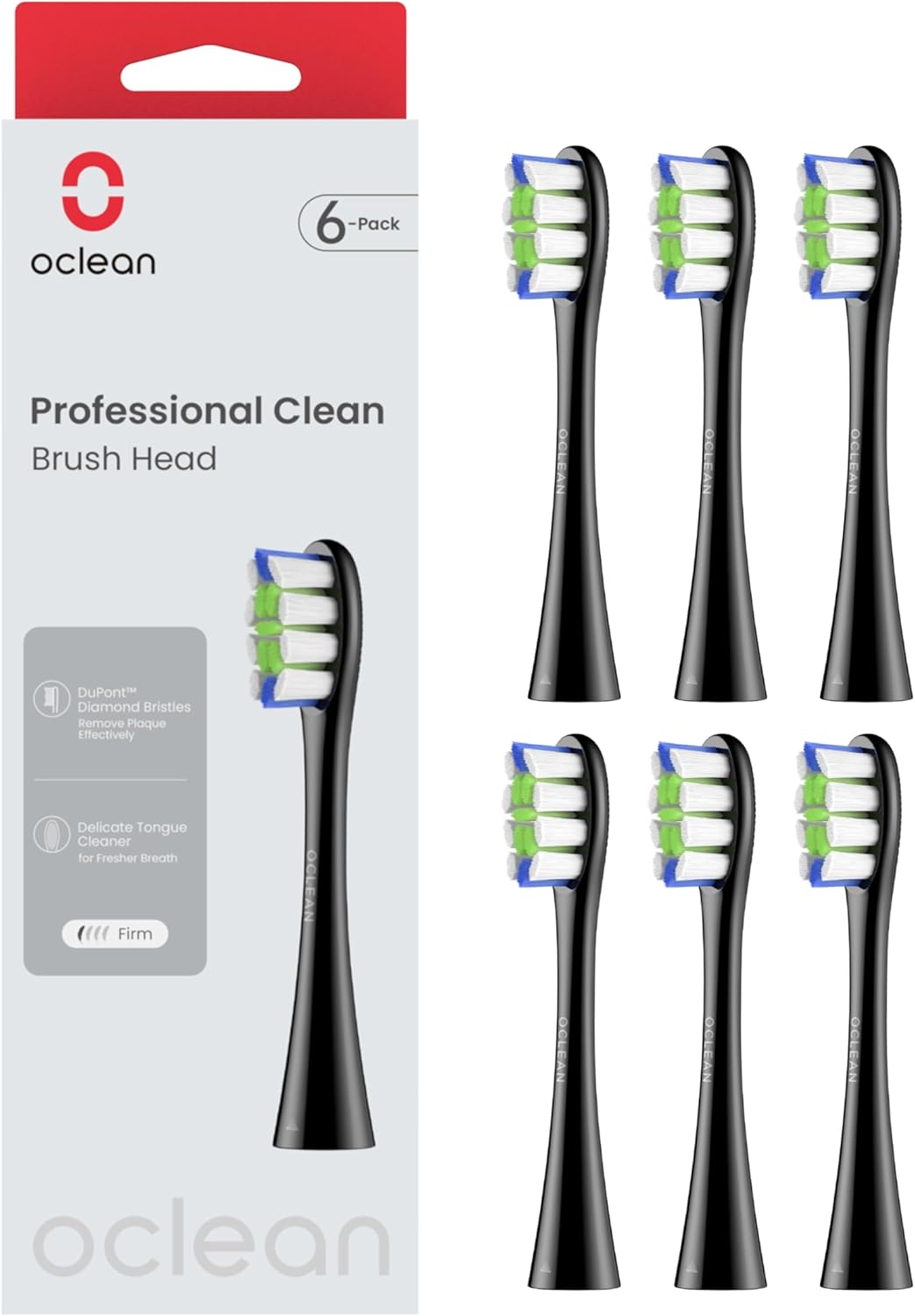 Amazon.com : Oclean Professional Toothbrush Heads Refill Black 6 Packs ...