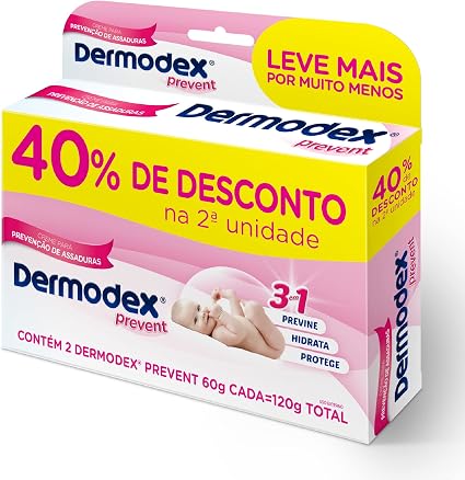 Dermodex Pomada Para Prevenção De Assaduras Prevent - 120G (2X60G) - 40 ...