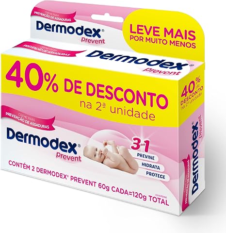 Dermodex Pomada Para Prevenção De Assaduras Prevent - 120G (2X60G) - 40 ...
