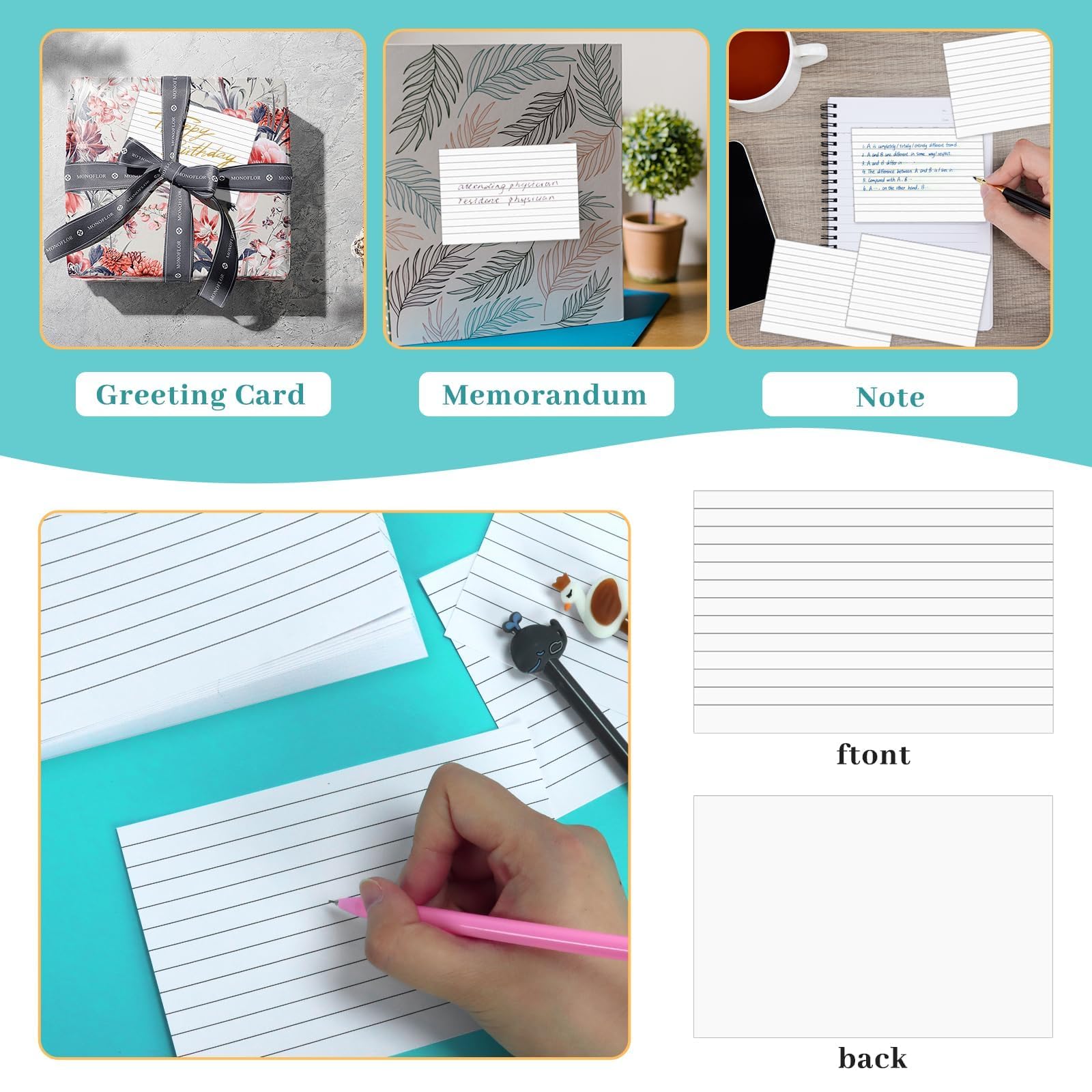 Snapklik.com : 160 PCS Ruled Index Cards 4" X 6", 180 GSM Thick Flash ...