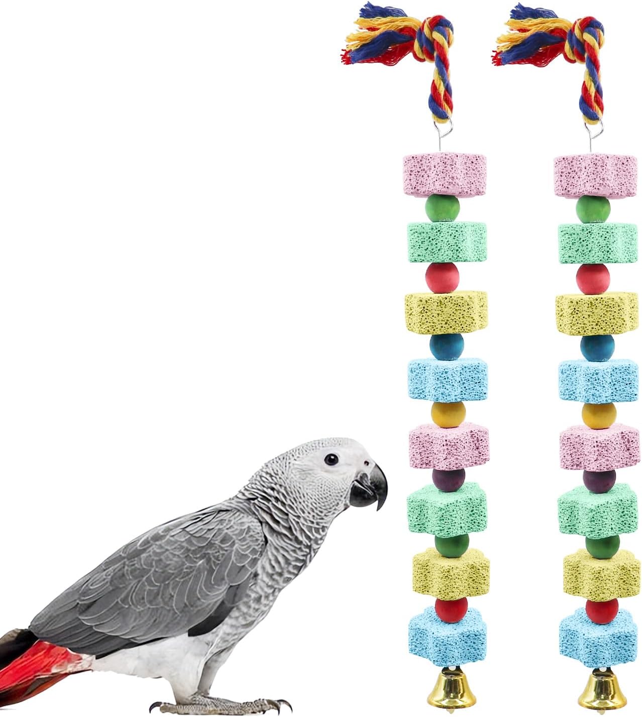 Amazon.com : 2 Pack Bird Chewing Toy, Colorful Parrot Beak Grinding ...