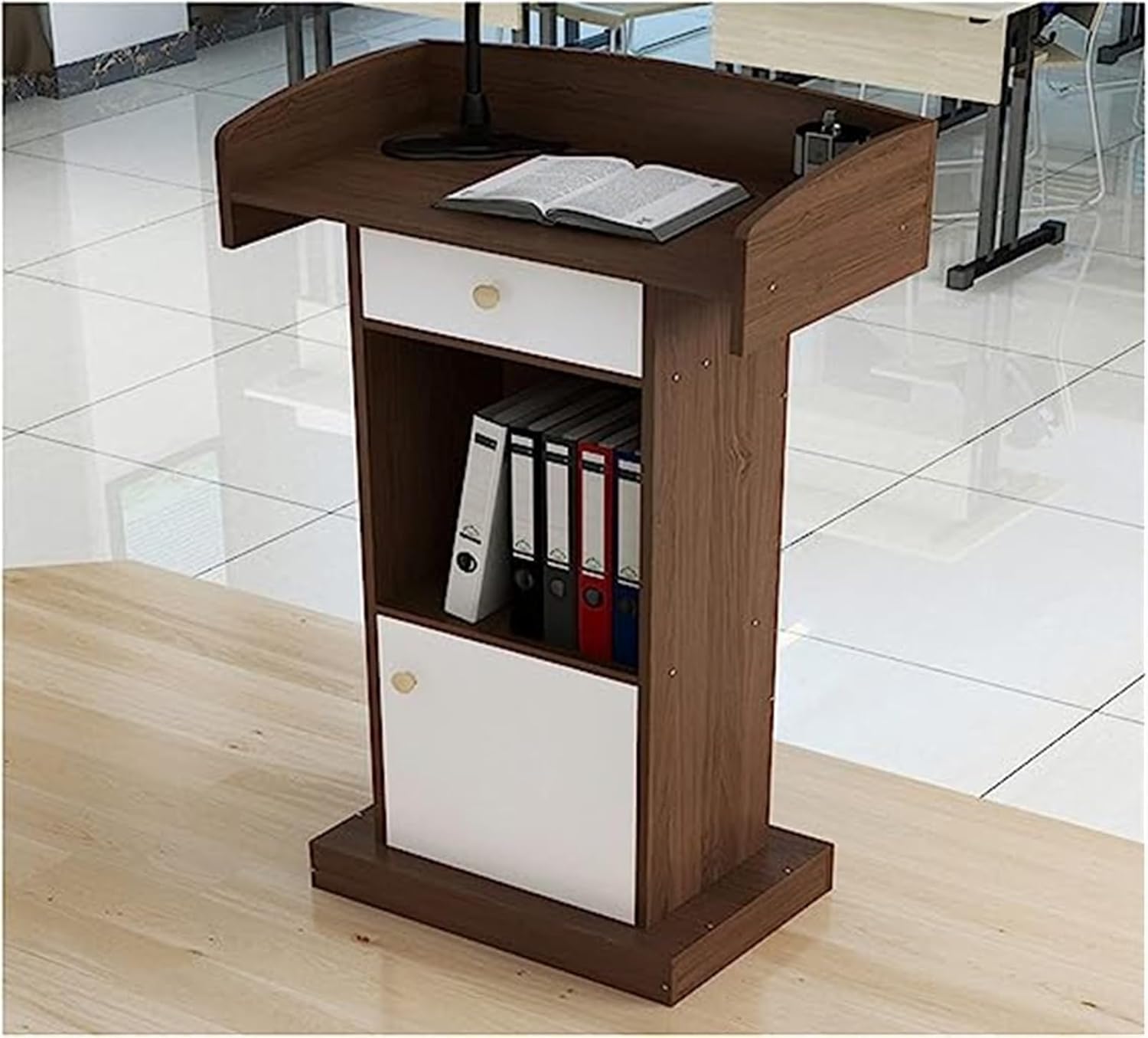Amazon.com: RENLXFI Standing Presentation Desk, Column Style Table Top ...