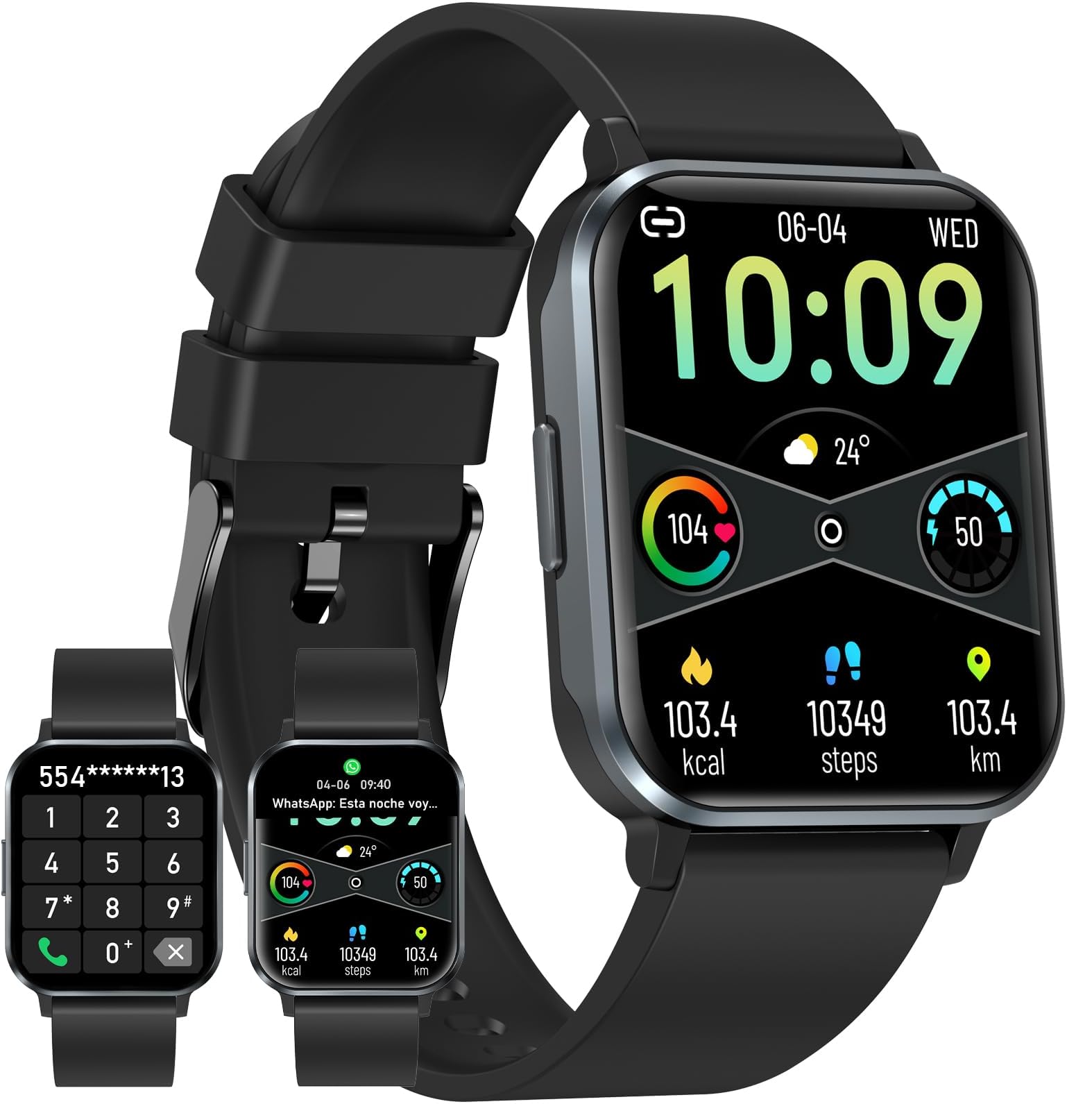 WELIKERA Smartwatch para Hombre, Reloj Inteligente con 2 Correas ...