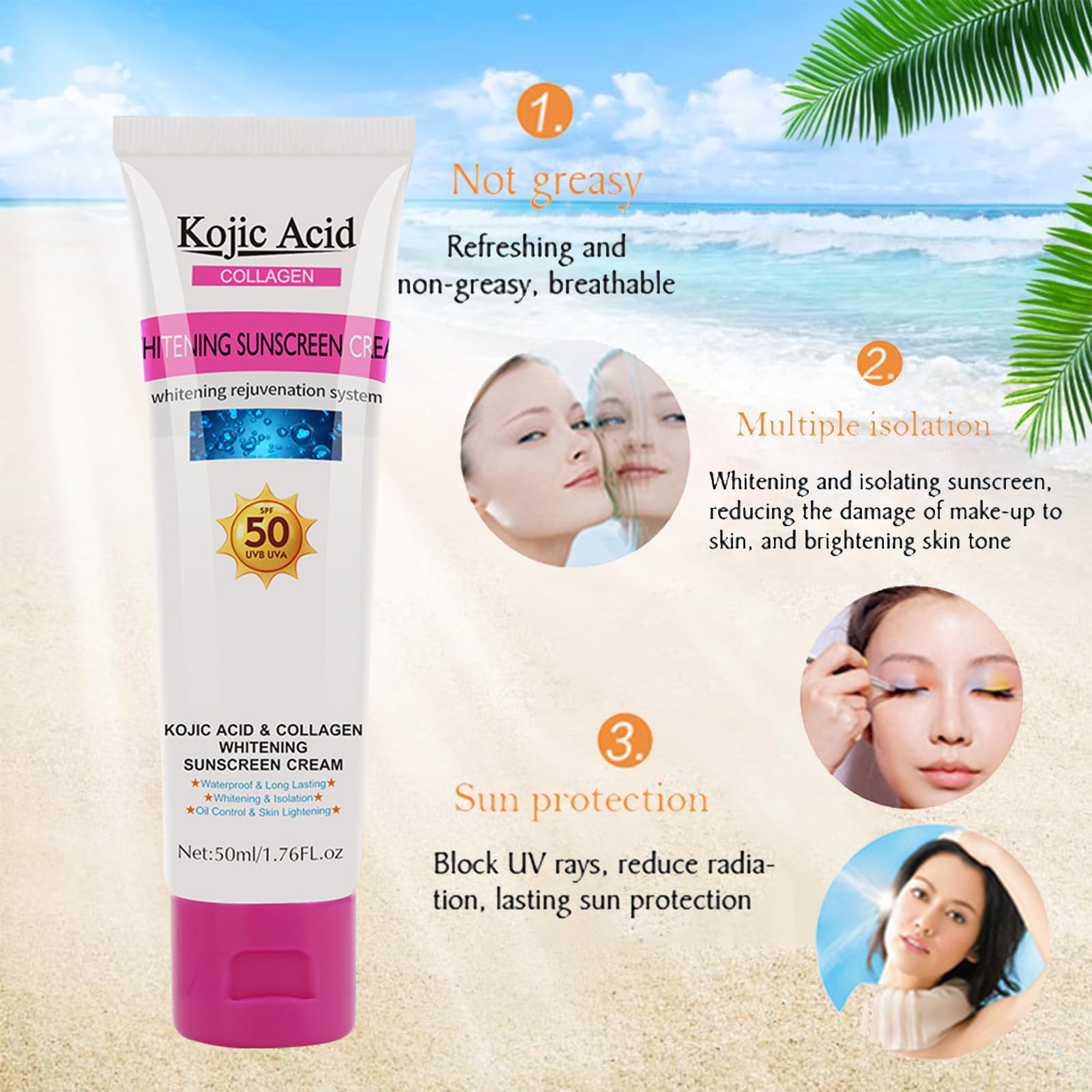 Face Sunscreen, Face Sun Lotion Cream with SPF50, Waterproof Sun Cream ...