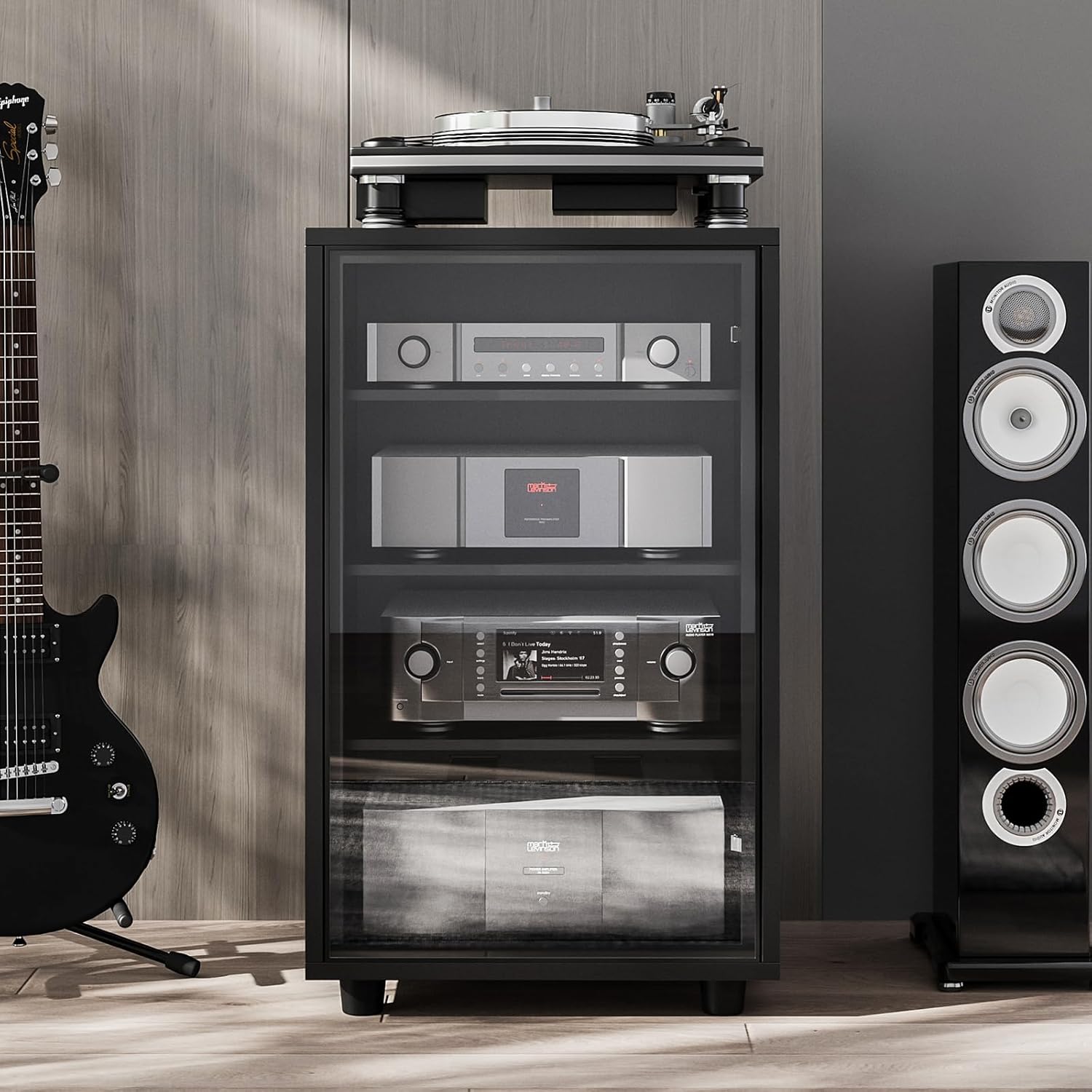 Amazon.com: Media Storage Cabinet, Audio Video Media Stand Cabine with ...