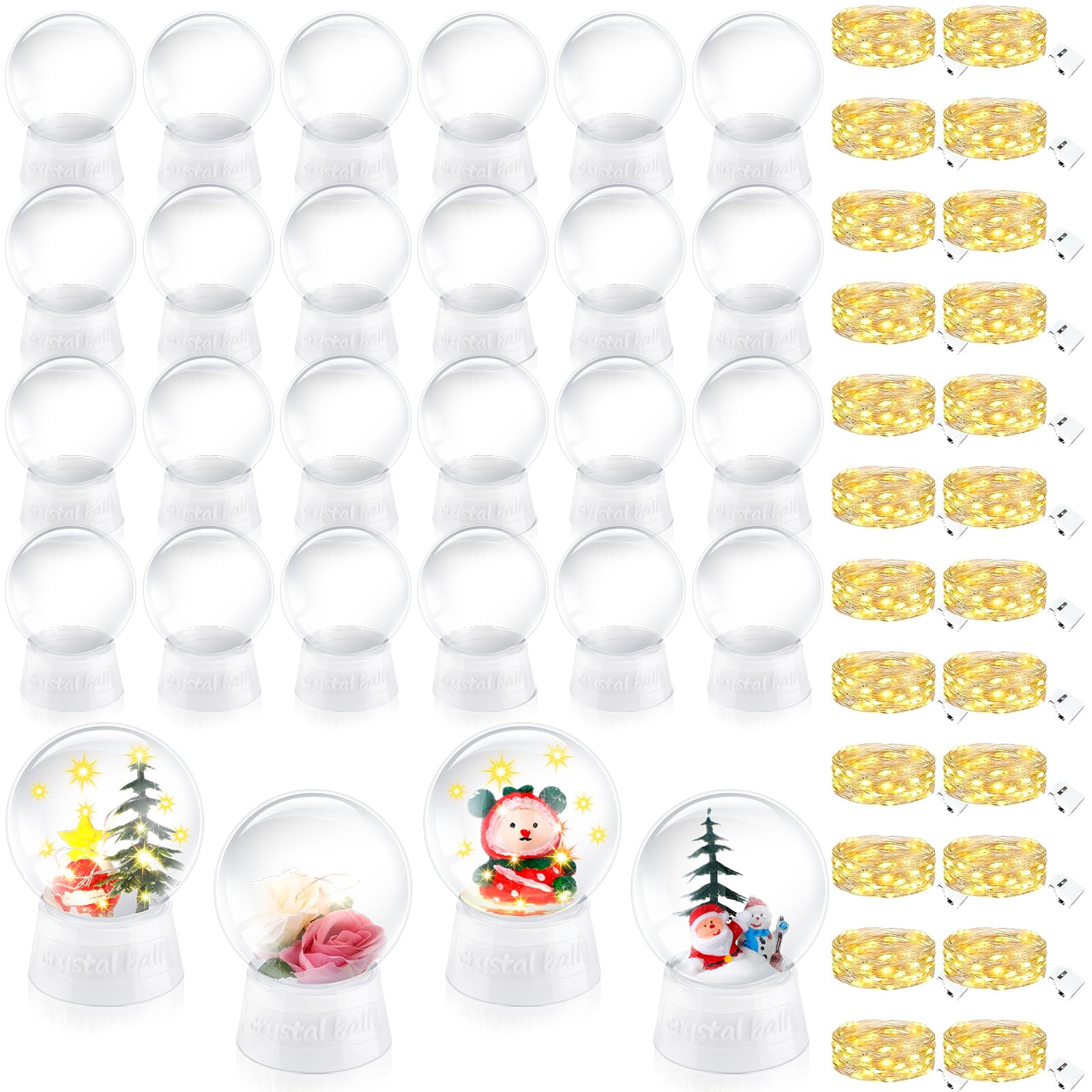 Amazon.com: Lenwen 24 Set DIY Snow Globe Christmas LED Clear Plastic ...
