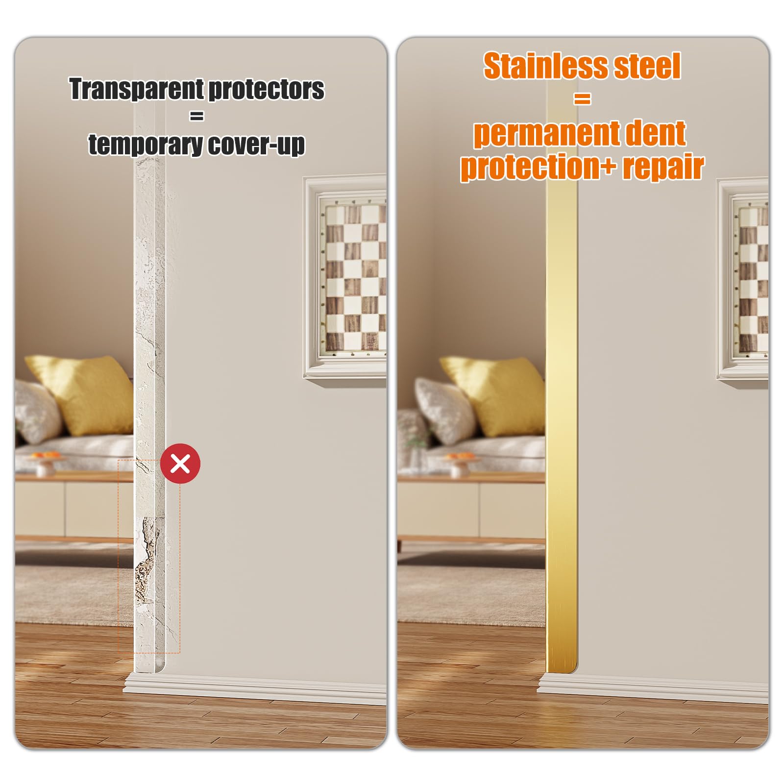 Snapklik.com : 1x1x48 Inch 304 Stainless Steel Golden Wall Corner Guards