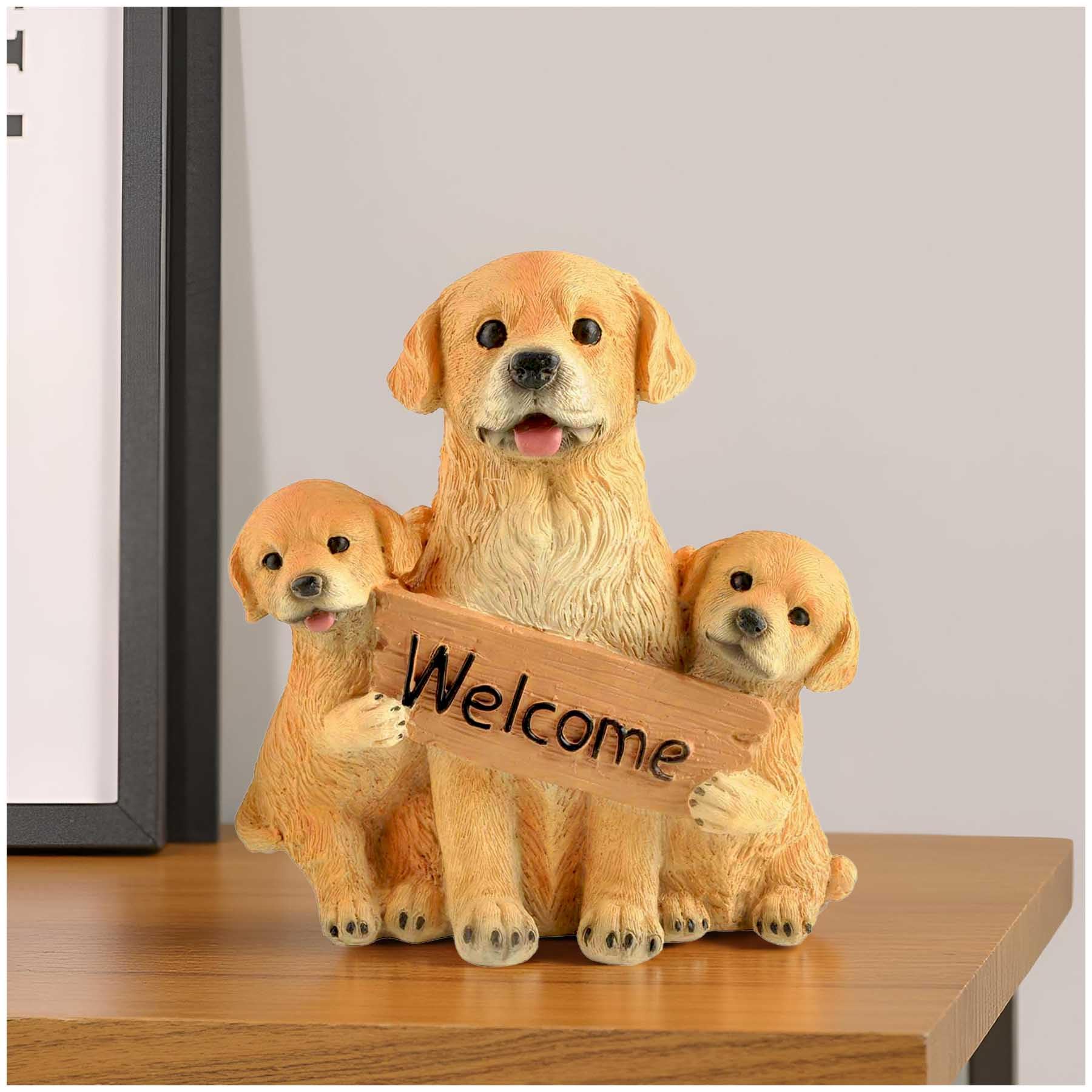 Snapklik.com : Dog Welcome Sign Statue Golden Retrievers Figurine ...