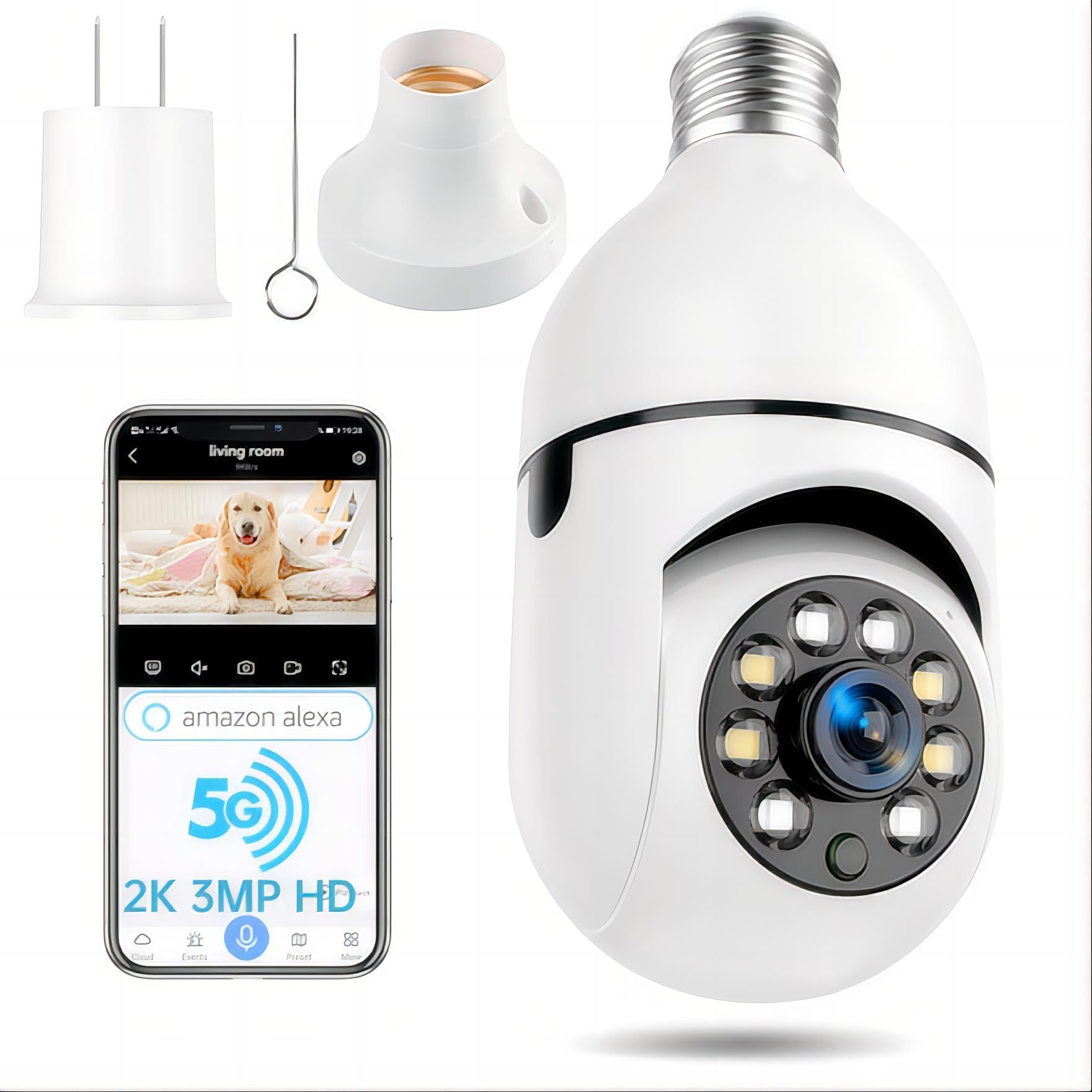 Amazon.com : Light Bulb Security Camera, 5G WiFi Security Cameras, 2K ...