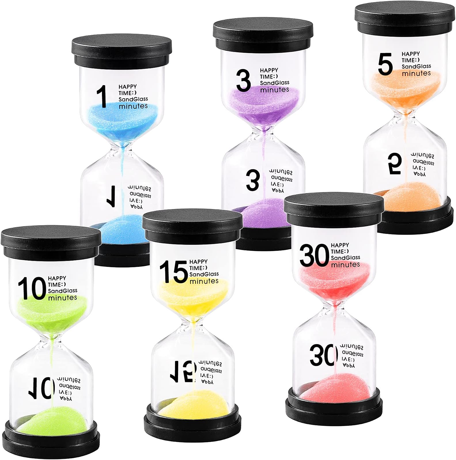 Amzeeniu 6 Pezzi Clessidra Set, Colorato Sandglass Sand Clock Timer per ...