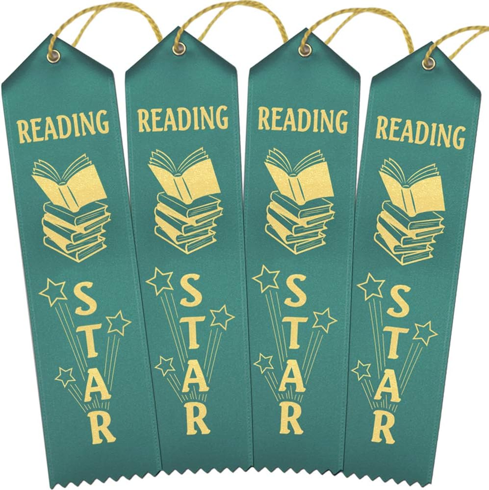 Amazon.com : RibbonsNow Reading Star Ribbons - 100 Teal Ribbons with ...