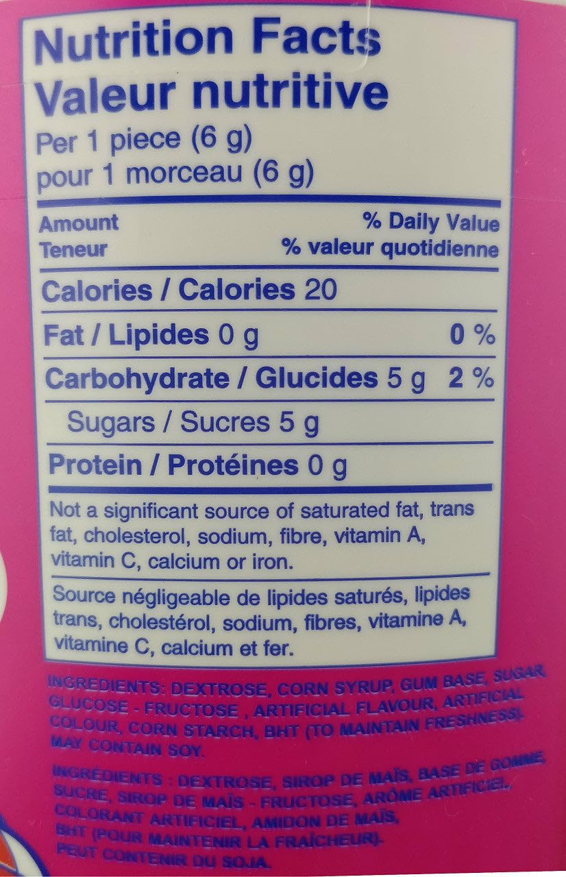 Double Bubble Gum Ingredients Label