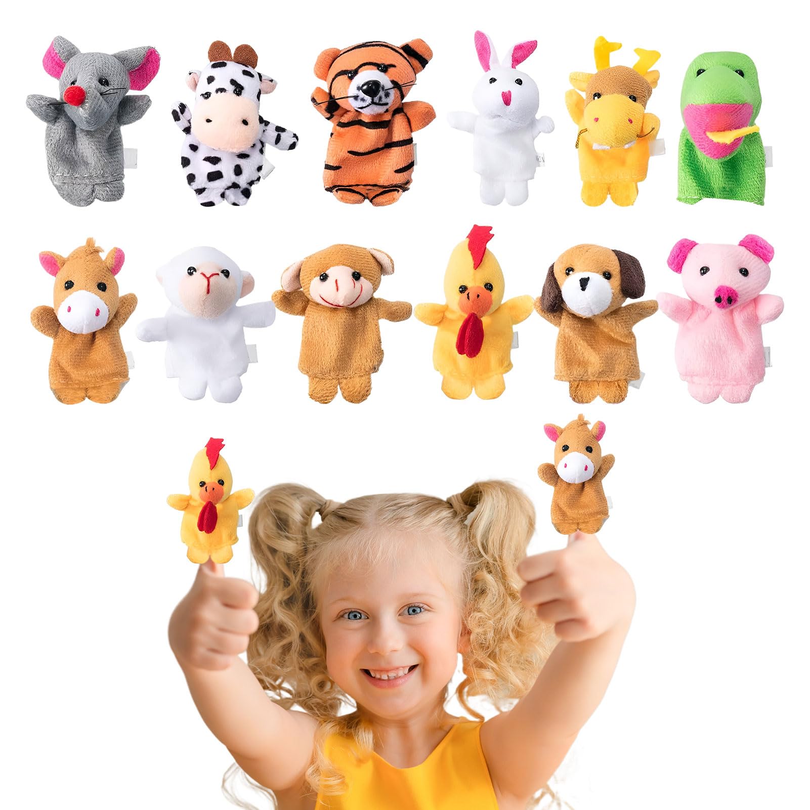 Finger Puppets,12Pcs Finger Puppets for Toddlers,Cotton Finger Puppets ...