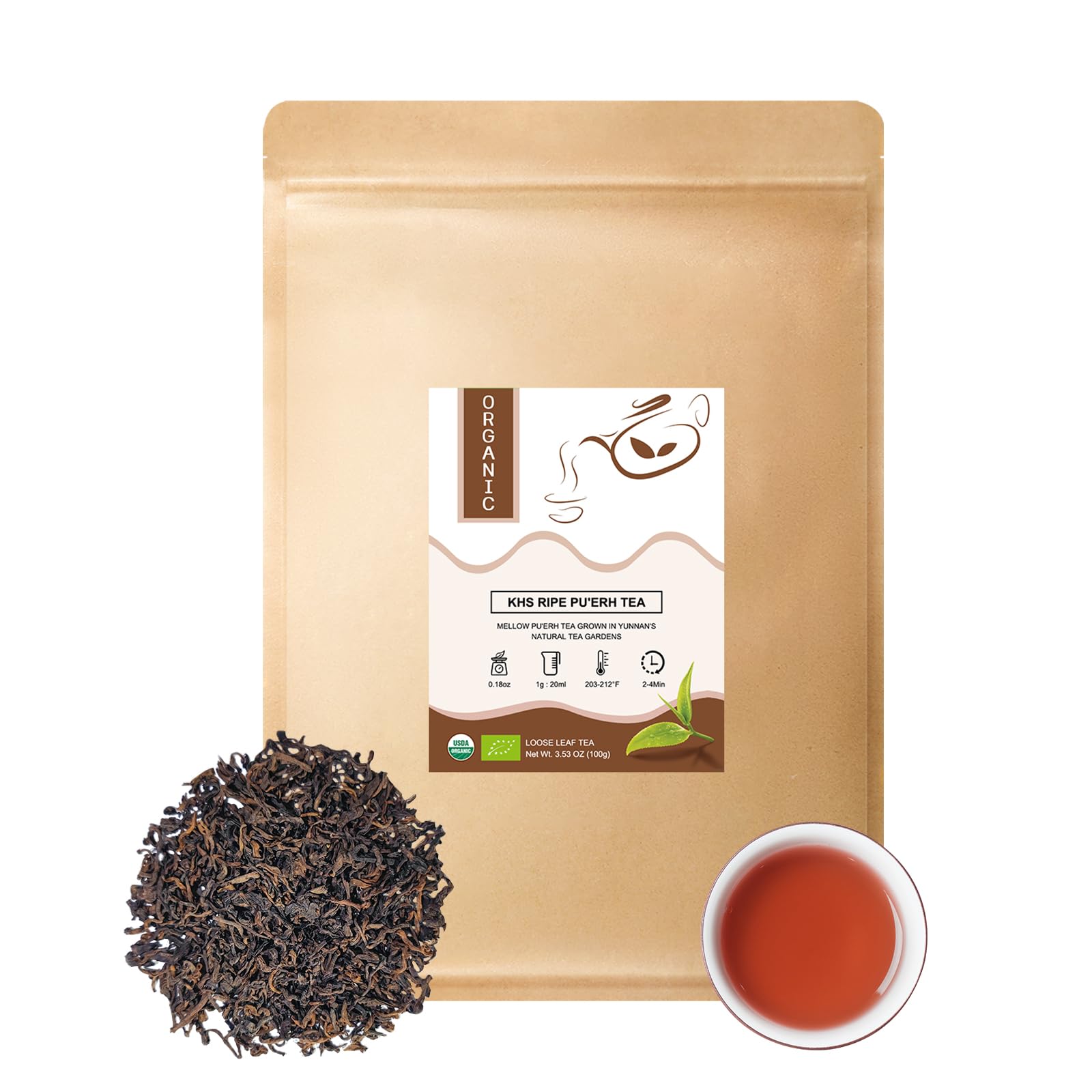 Amazon.com : Organic Pu Erh Tea, USDA Certified Aged Fermented Organic ...