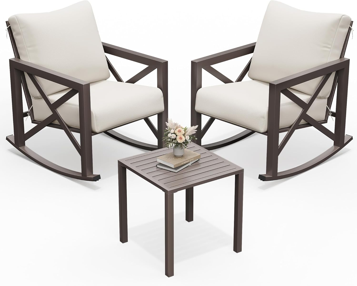 Amazon.com: UDPATIO Rocking Chair Bistro Set, 3 Piece Outdoor Patio ...