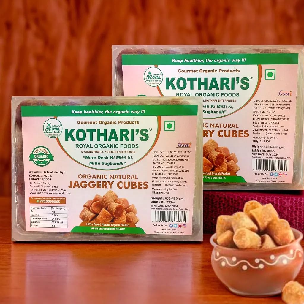 Kothari's Royal Organic Foods Jaggery Cubes Pack Of 2 1000 Gm Desi Gud ...