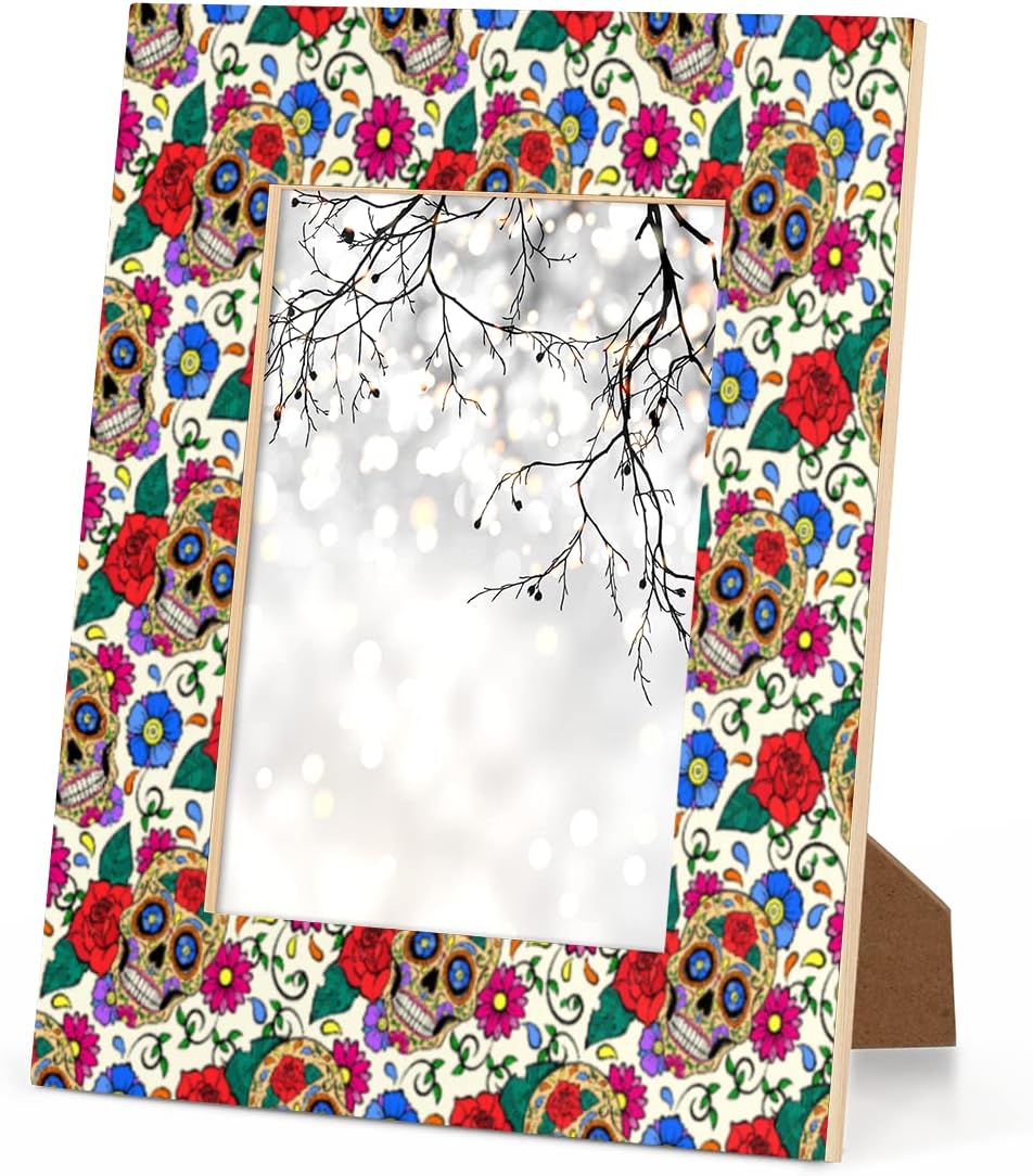 Amazon.com - KOBLEN Flower Day Of The Dead 5 x 7 Picture Frame Wood ...