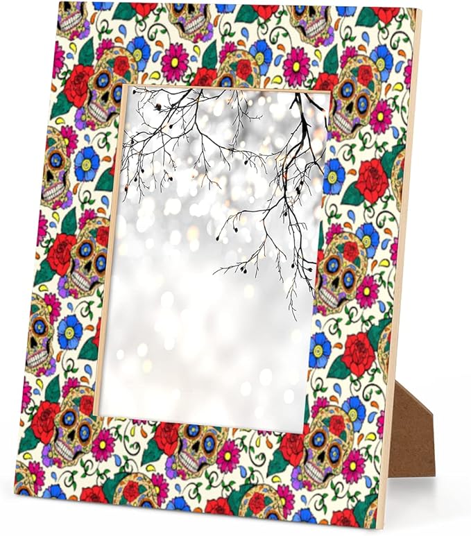 Amazon.com - KOBLEN Flower Day Of The Dead 5 x 7 Picture Frame Wood ...