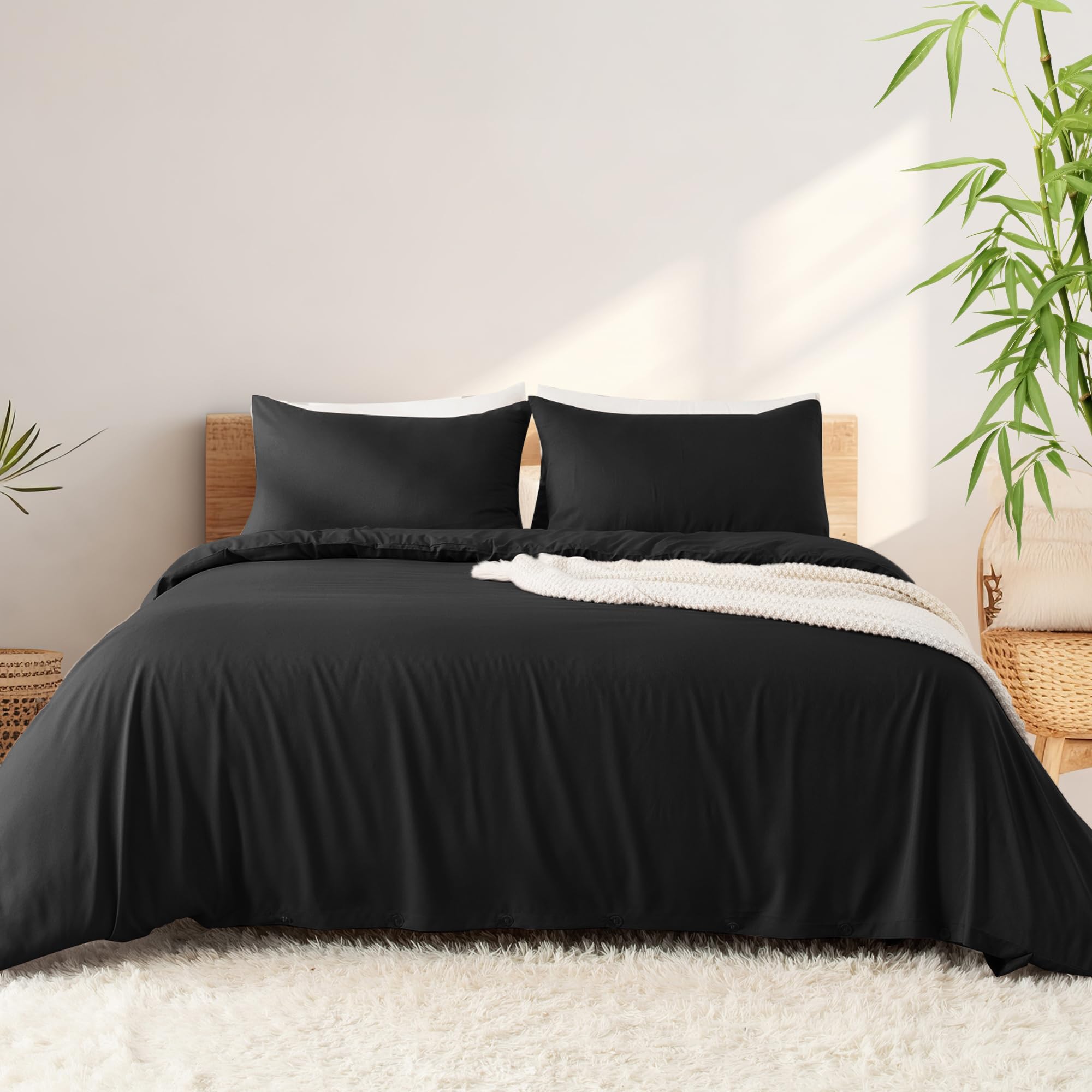 LINENOVA 2000TC Bamboo Cooling Quilt Cover Set Queen Size - Ultra Soft ...