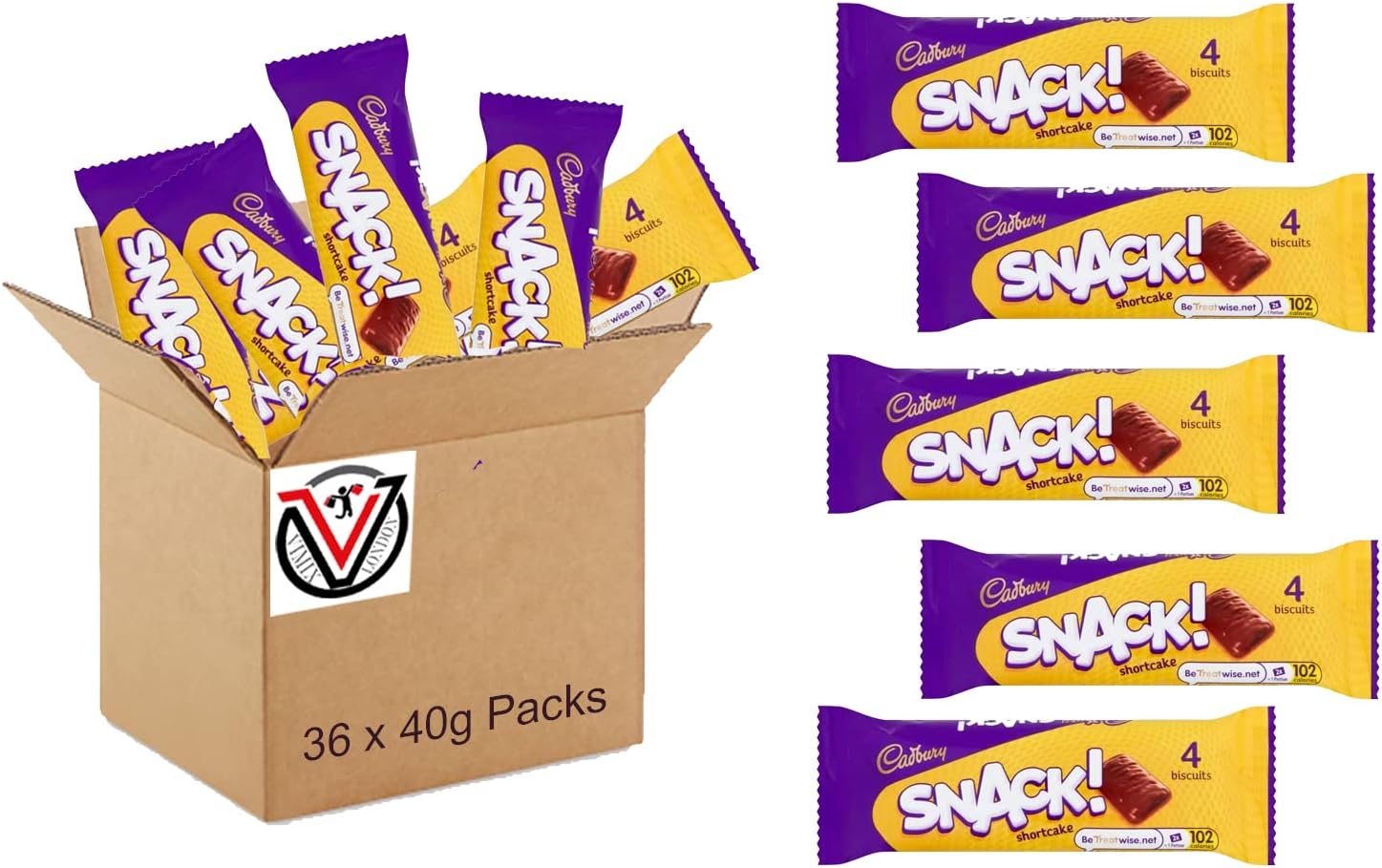 Cadbury Snack Shortcake Chocolate Biscuits, Pack of 36 x 40g : Amazon ...