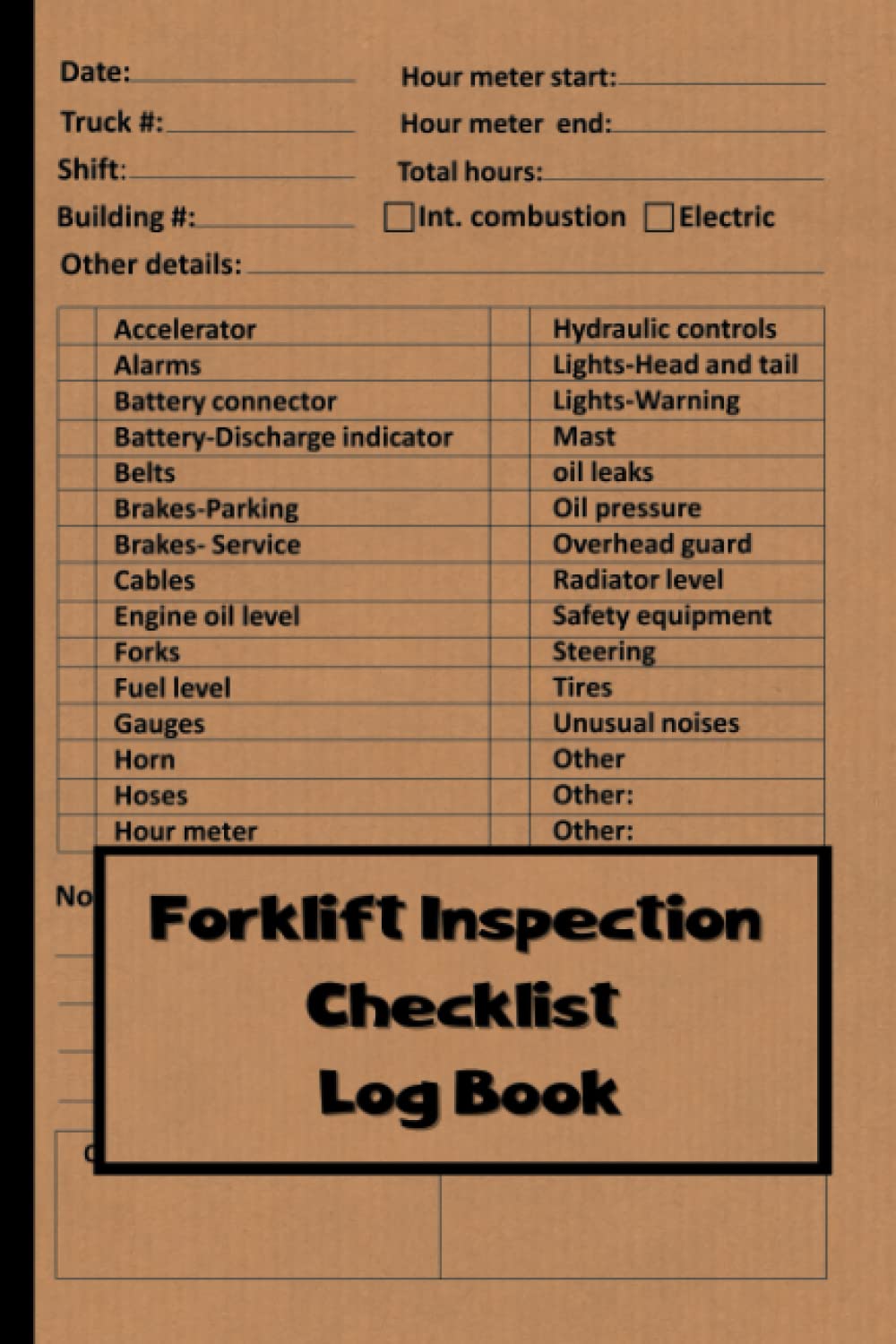 Forklift Inspection Checklist Log Book: Forklift Safety Check And ...