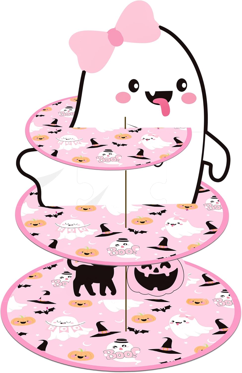 Amazon.com | Halloween Cupcake Stand Decorations 3-Tier Pink Halloween ...
