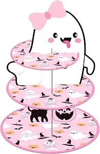 Amazon.com | Halloween Cupcake Stand Decorations 3-Tier Pink Halloween ...