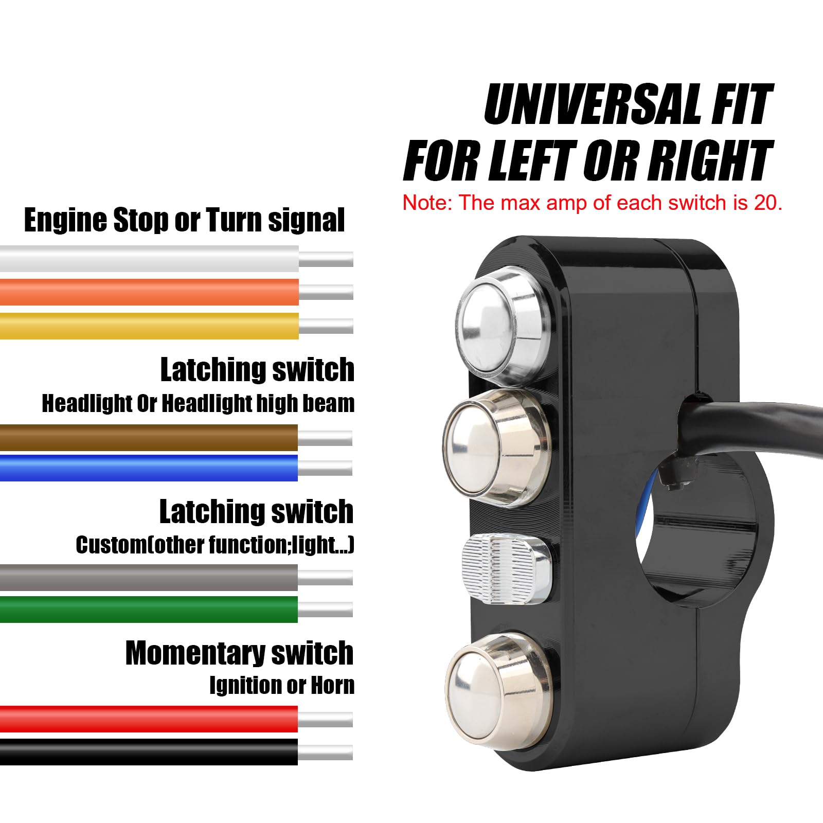 Snapklik.com : Moqiang Motorcycle Turn Signal 1 25mm Handlebar Switch ...