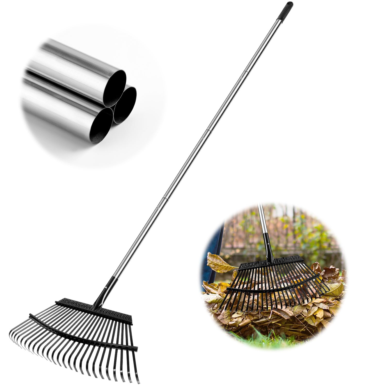 Amazon.com : Yangbaga 63” Garden Leaf Rake 38”-63”Adjustable Garden ...