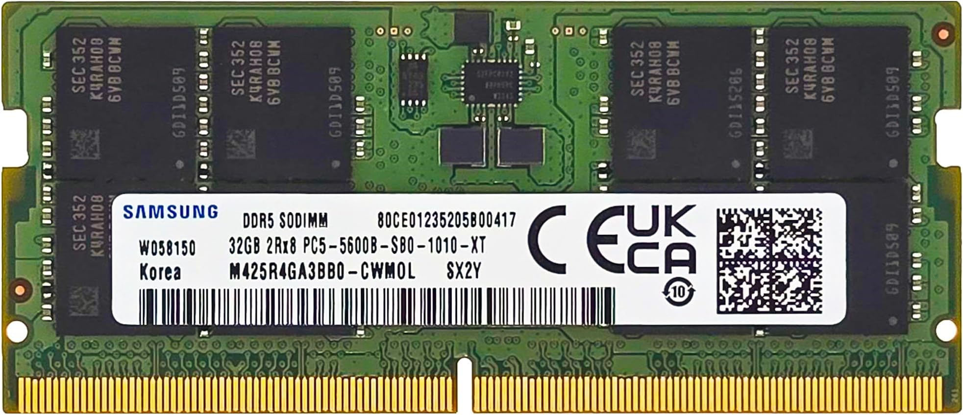 Samsung 32GB DDR5 5600MHz PC5-44800 CL46 SODIMM 2Rx8 Dual Rank 1.1V 262 ...
