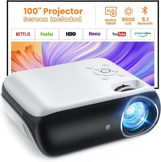 Amazon.com: Projector, Native 1080P Bluetooth Projector with 100 ...