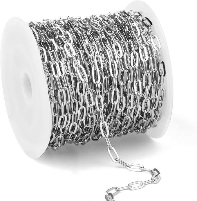 Amazon.com: [33 Ft] Stainless Steel Paperclip Chains Roll, 3.3 * 7mm ...