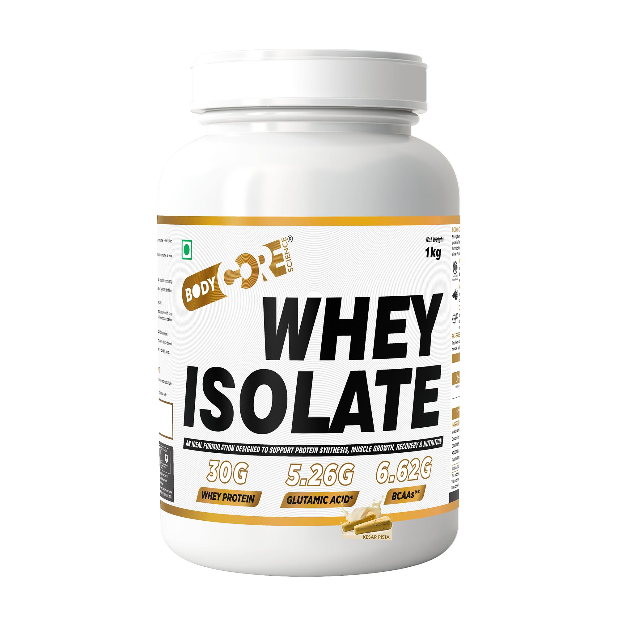 Body Core Science Protein Whey Isolate White-1Kg(Kesar Pista) : Amazon ...