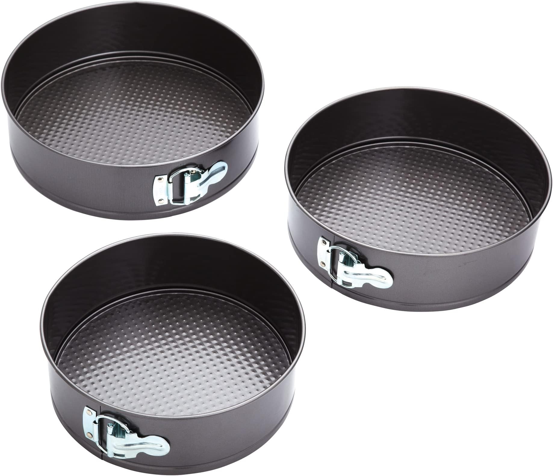 KitchenCraft Cake Tins with Non Stick Coating, Set of 3,Black : Amazon ...