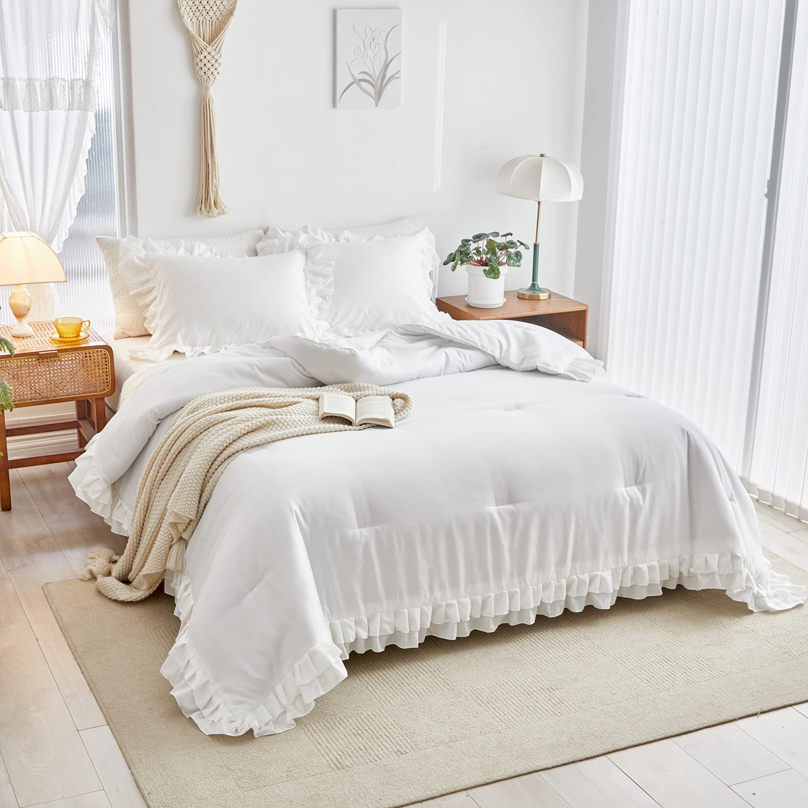 White Ruffle Bedding Ruffle Embellished Trim Relaxed Linen Sheets