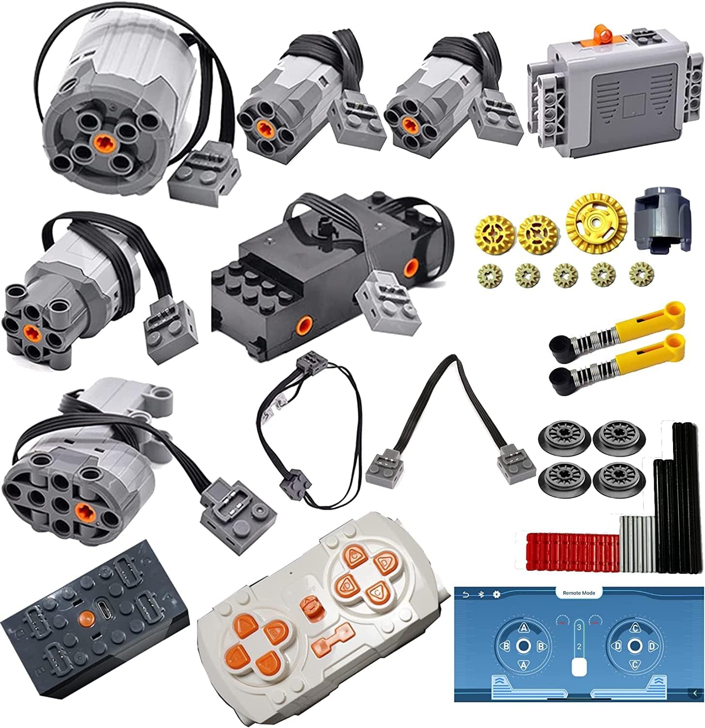 40Pcs Power Function Kit Set Motor Battery Bluetooth-Remote-Control ...