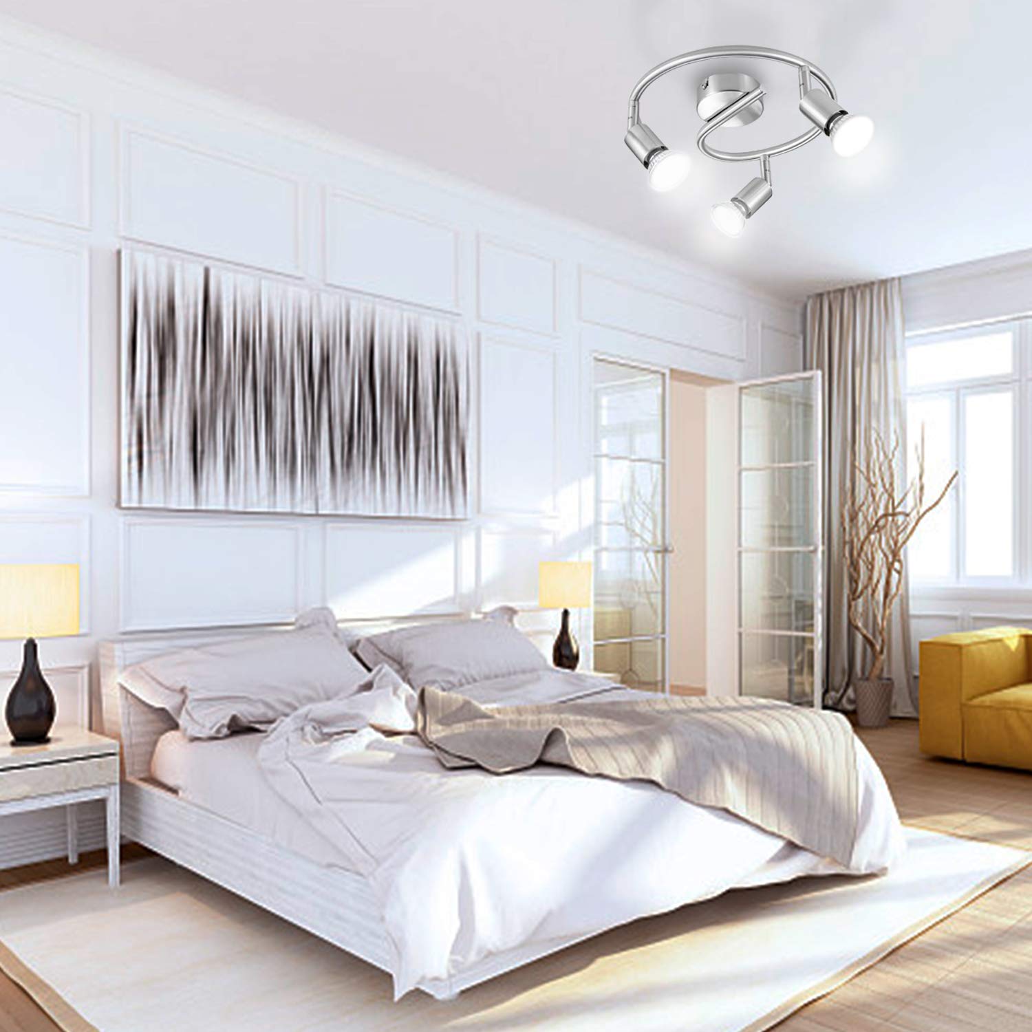 Bojim LED Ceiling Spot Light, 3 Spot Ceiling Light Rotatable 230V 3 LED ...