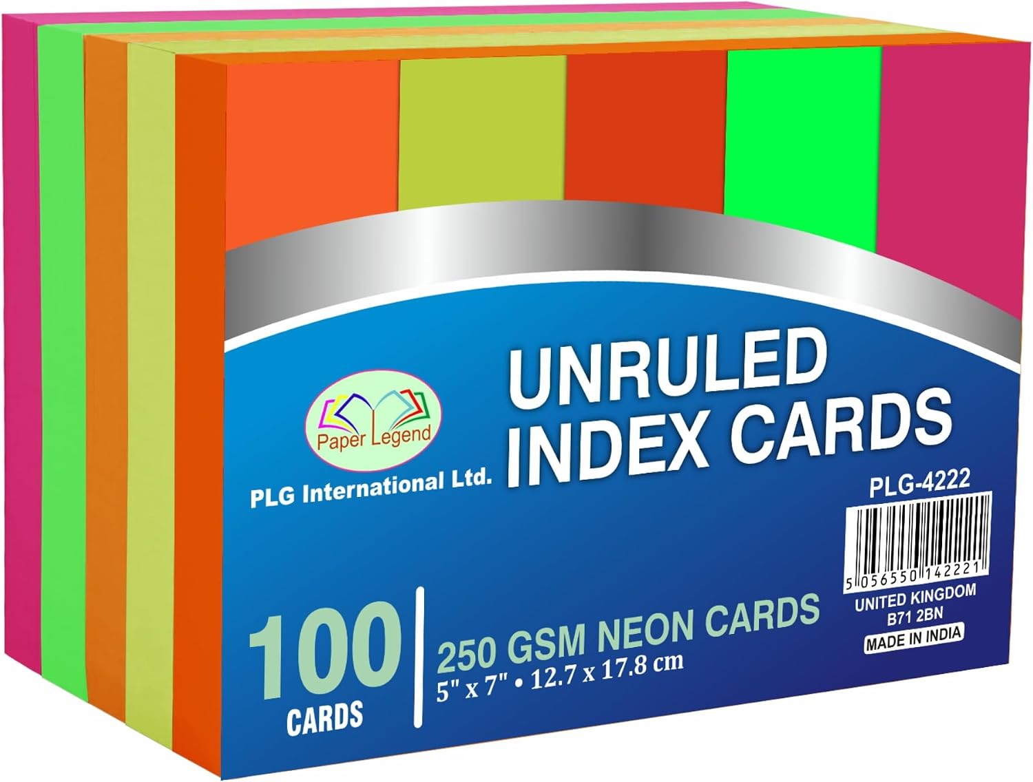 100 Sheets x Flash Cards Paper Revision Cards 5" x 7" Neon Coloured ...