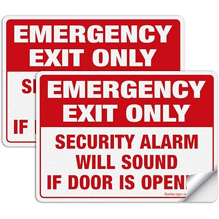 Amazon.com: ComplianceSigns.com Emergency Exit Push Until Alarm Sounds ...
