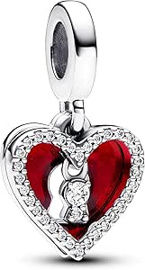 PANDORA Moments 793119C01 - Colgante doble con forma de corazón rojo y ...