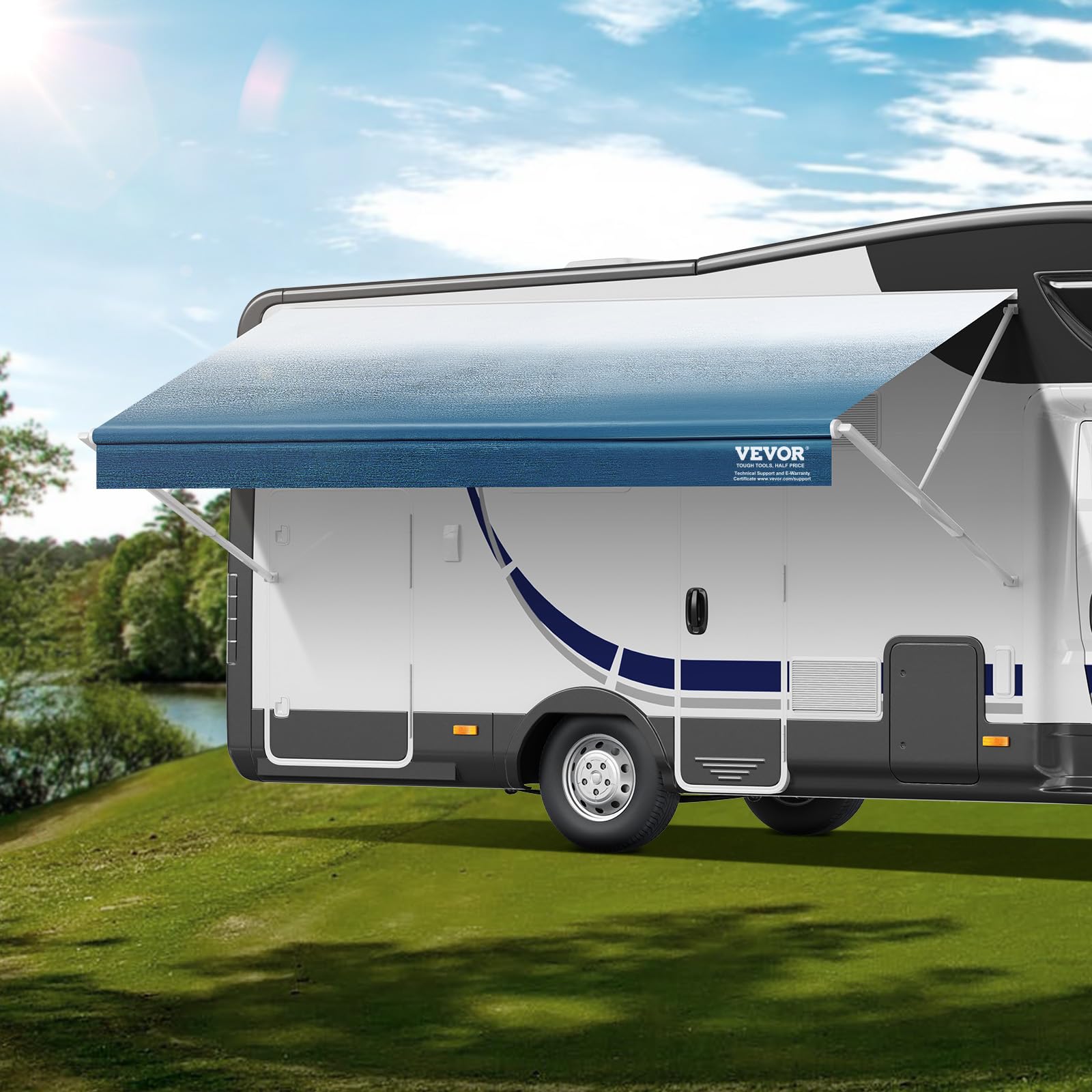 VEVOR RV Awning Fabric Replacement, 14'2" Fabric Length for 15' Awning ...