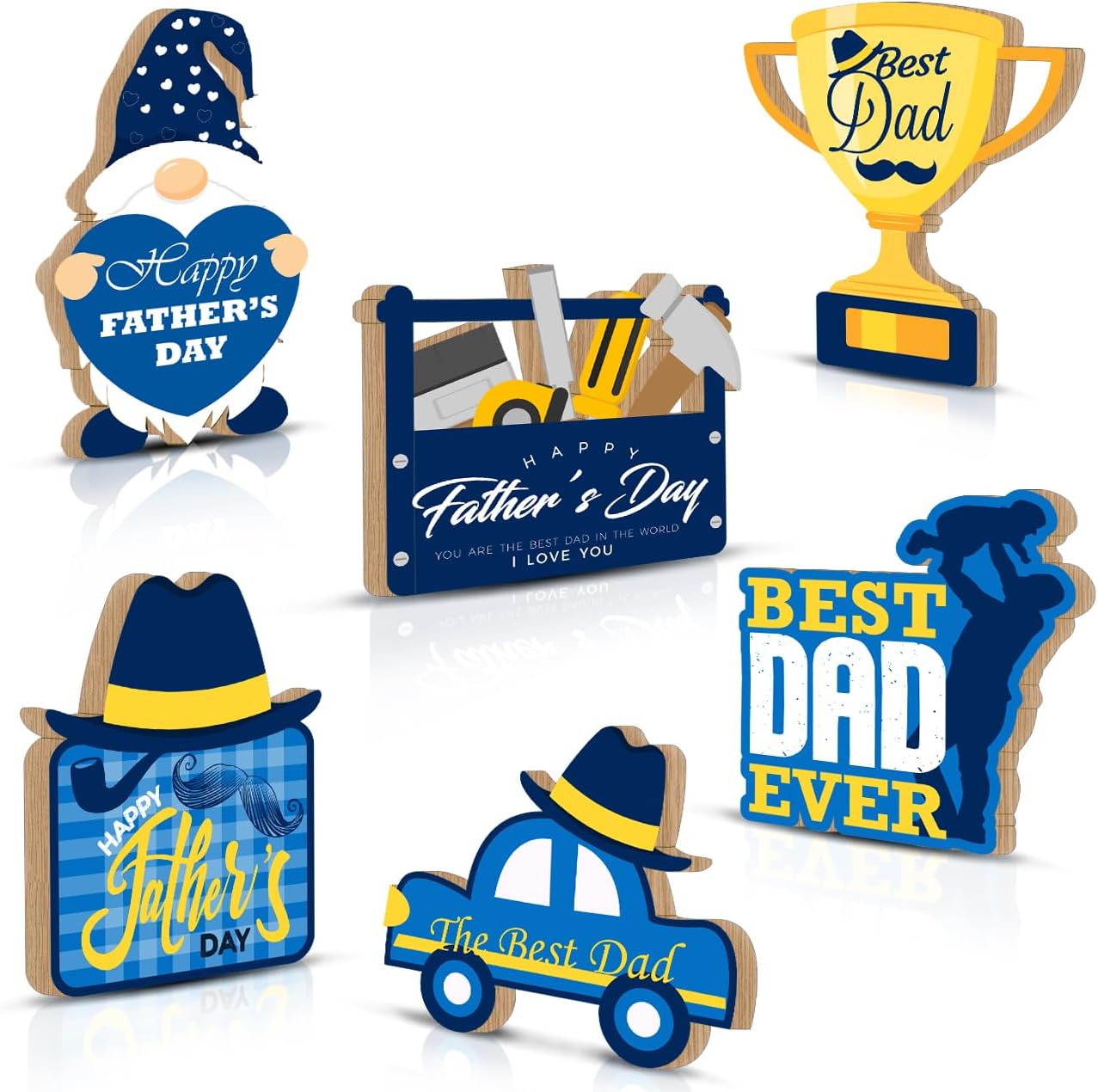 Amazon.com: 6pcs Fathers Day Decorations Table Wooden Centerpiece ...