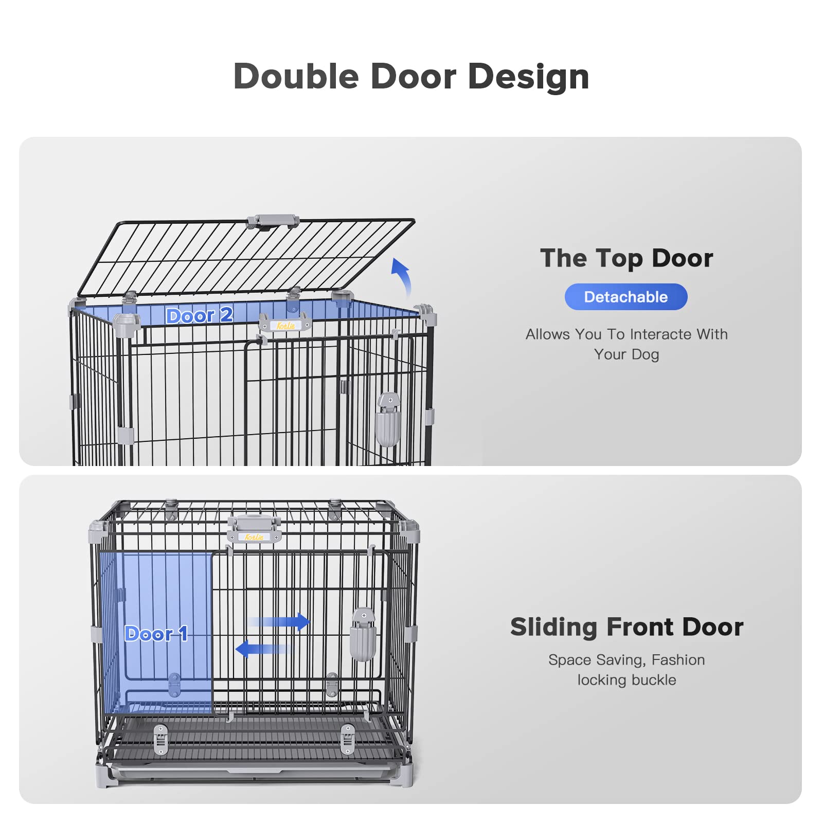 24" Small Dog Crate, Foldable Dog Cage for Small Dog(5-20lbs), Double ...