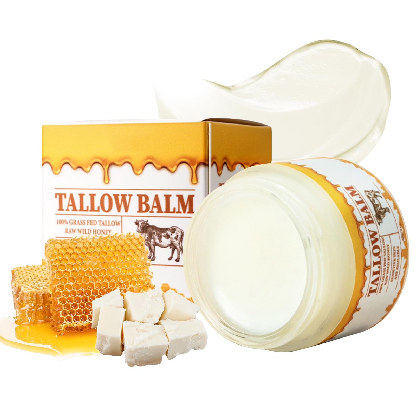 Beef Tallow Skin Care, Tallow and Honey Balm, Natural Grass Fed Beef ...