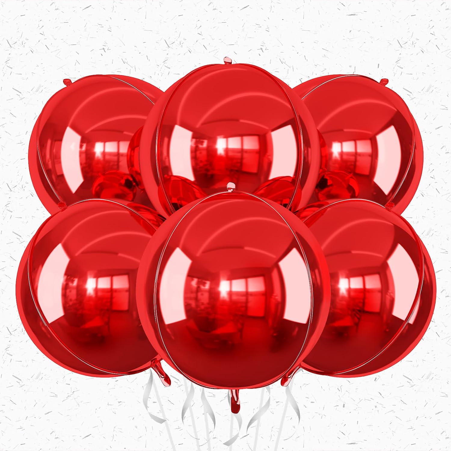 Amazon.com: 6Pcs Red Round Foil Balloons,Giant 4D Round Ball Balloons ...