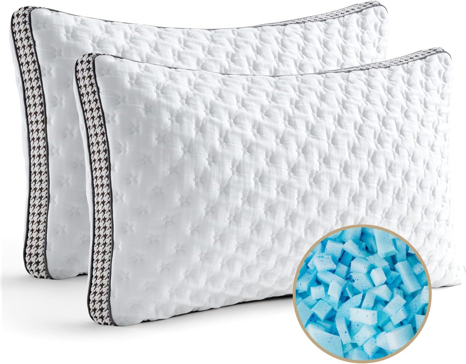 Lot de 2 oreillers en mousse à mémoire de forme en gel, réglables et ...