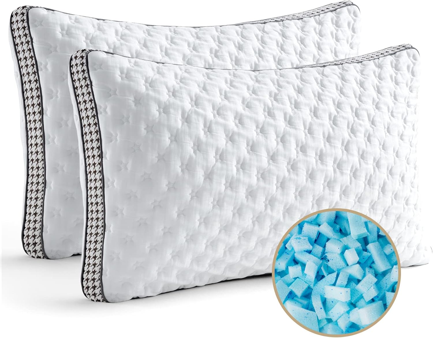 BedStory Memory Foam Pillows Queen Size 2 Pack, Cooling Firm Adjustable ...